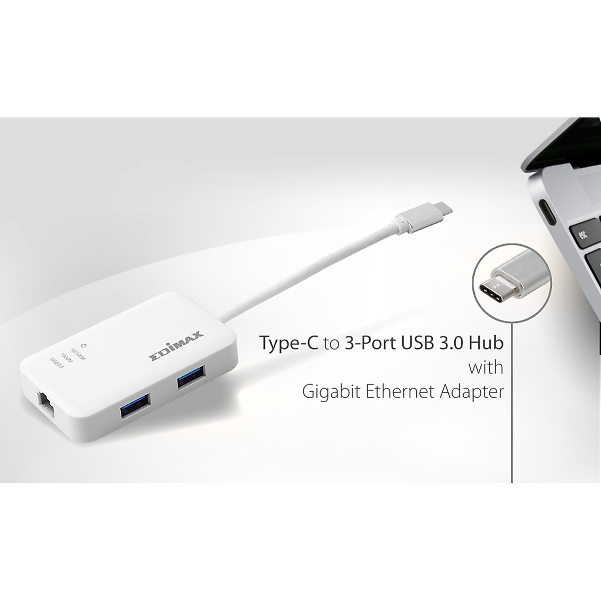 Edimax USB-C USB Hub with 3X USB 3.0 Ports and Gigabit Ethernet LAN Adapter, USB to RJ45 1000Mbps Network LAN Converter, Plug and Play, Windows, MacBook Pro/Air, iPad Pro and More, EU-4308