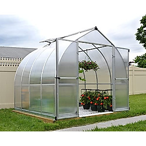 Palram - Canopia Bella Hobby Greenhouse, 8' x 8', Silver with Twin Wall Glazing