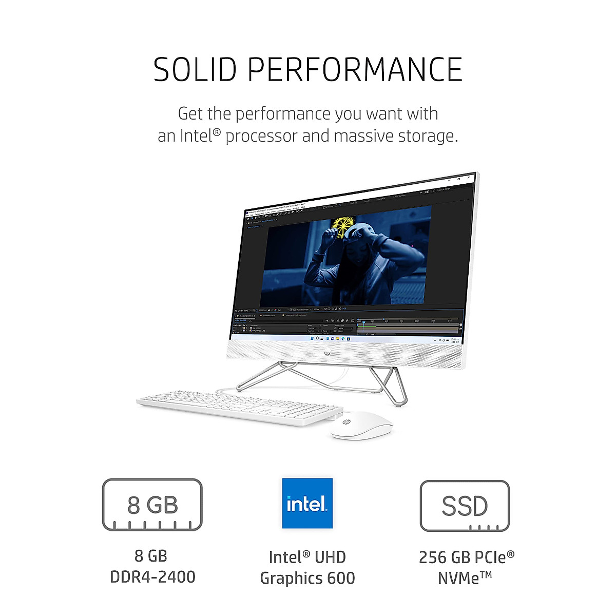 HP 24-cb0010 23.8” FHD All-in-One Desktop PC, Intel Celeron Processor J4025, 8GB RAM, 256 GB SSD, Webcam, WiFi, BT, Windows 11 Home (Renewed)