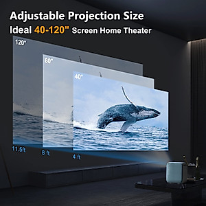 Projector with WiFi and Bluetooth, Native 1080P Portable Projector 4K Supported 120" Display for Home Outdoor, LED Smart Movie Projector Compatible with iOS/Android/PS5/TV Stick/Xbox