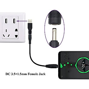 AAOTOKK (2 Pack) USB to DC 3.5×1.35mm Power Adapter 5 Volt USB 2.0 A Male to DC 3.5×1.35 mm Female Jack DC 5V Barrel Power Plug Charger Cord Connector for 5 V DC or USB Charging Device(M/F3.5×1.35)