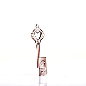 SUNJIANG Cute USB Flash Drive, Metal Love Heart Key Shaped Pen Drive Keychain USB Stick Wedding Memory Stick 32GB Thumb Drive Funny USB2.0 Gifts for Wedding/Photography/Anniversary