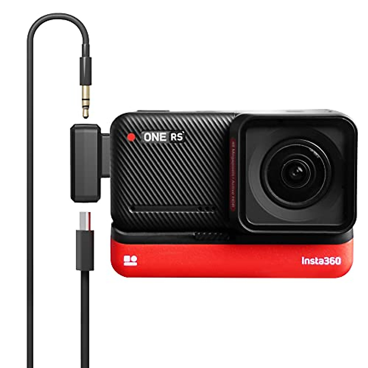 CYNOVA ONE RS Dual Mic Adapter, Insta360 ONE RS Mic Adapter Support Capture Audio 3.5mm Mic USB-C Port Action Camera Horizontal Version for Insta360 RS Accessories