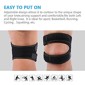 Yosoo Health Gear Patella Tendon Knee Strap, Adjustable Knee Support Brace for Men and Women, Neoprene Orthopaedic Knee Bandages for Running, Arthritis, Jumper, Tennis Injury Recovery
