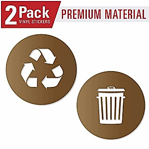 Vinyl Friend Recycle and Trash Sticker Logo Style Symbol to Organize Trash cans or Garbage containers and Bins - Contour Cut Decal Sticker (Copper, Large)