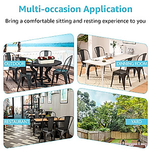 VOLIX Metal Patio Chairs-Outdoor Chairs Set of 4, Dining Chairs Kitchen Metal Chairs, Height Restaurant Chair Metal Stackable Chair Side Bar Chairs, 500LBS Weight Capacity