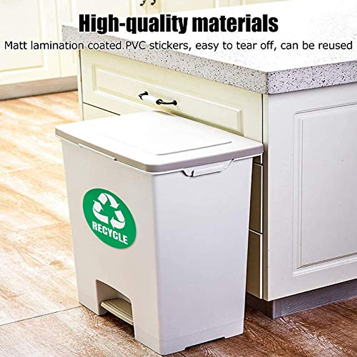 18Pcs Trash Sign, Environmental Label Recycle Trash Decal Stickers SelfAdhesive Waterproof Trash Can Decor