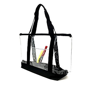 Clear PVC Zipper Tote Bag/Security Clear Tote Bag/Work Tote Bag (Black)