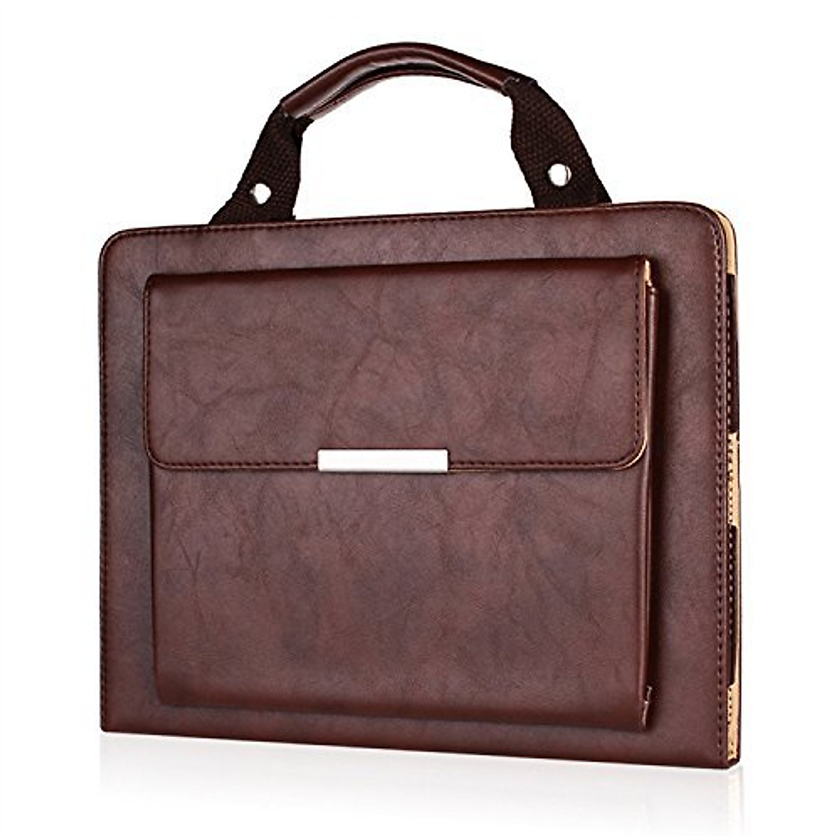 TechCode Case for iPad 9th Generation 10.2, Portable Handbag Wallet Flip Case PU Leather Stand Cover with Handle Pocket Sleeve for iPad 7th/8th /9th Generation 10.2 inch (Brown03)