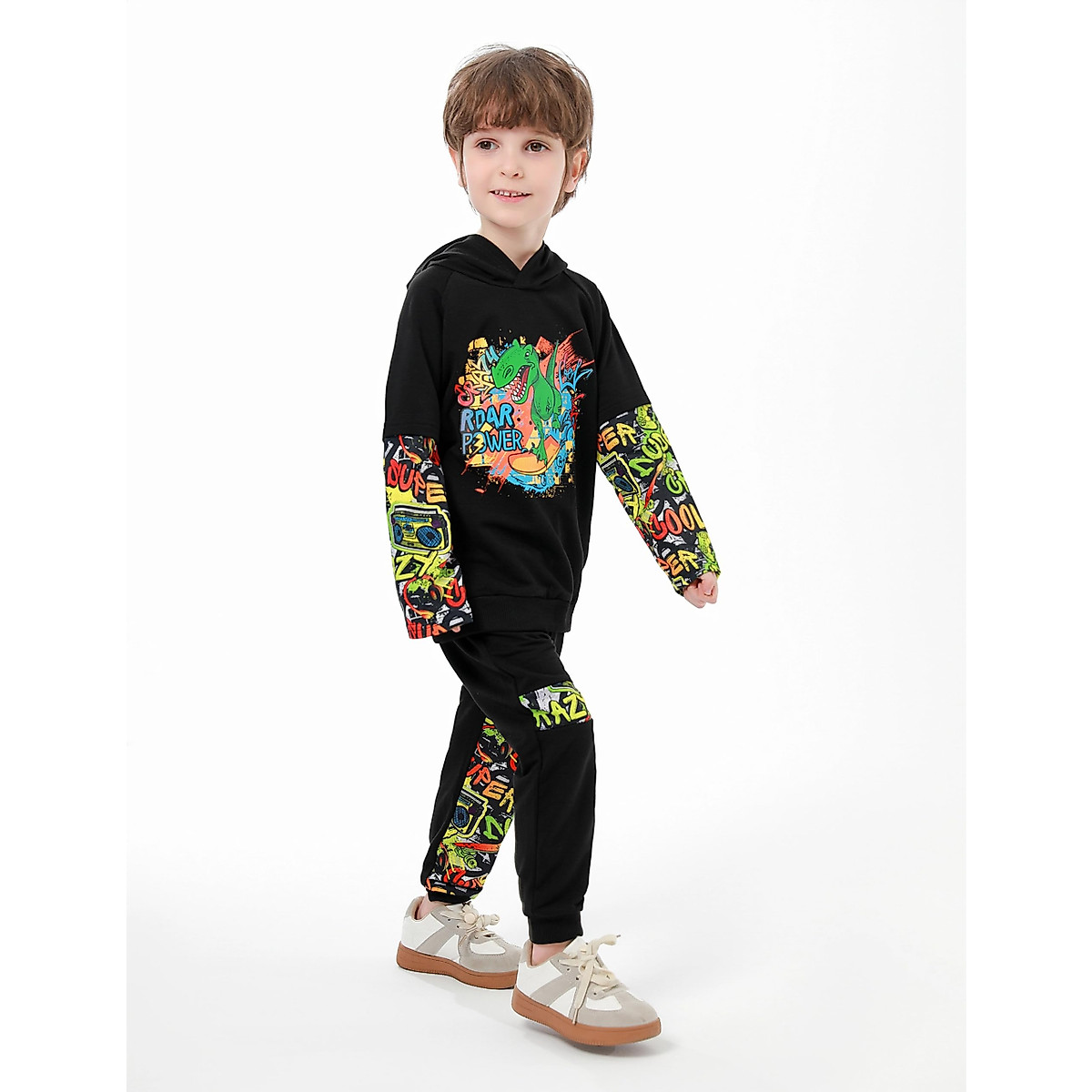 MIGU Toddler boy clothes 3T-4T Boys Clothes Winter Outfits with Dinosaur Clothes For Boys Hoodie Boy Sweatsuit + Dinosaur Pants 2PCS Set