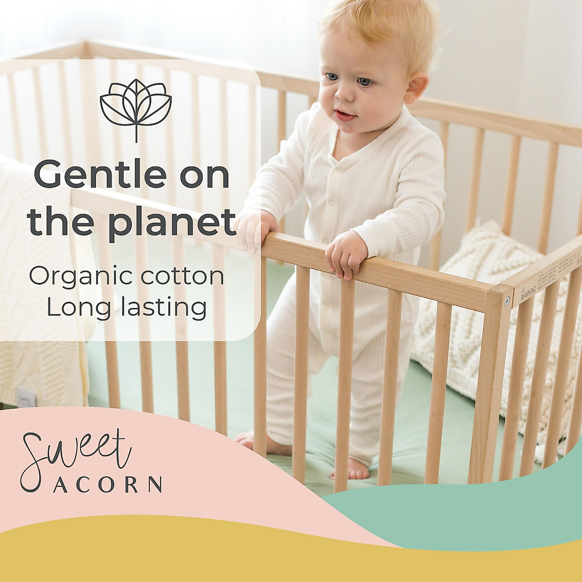 Sweet Acorn Fitted Crib Sheets - Organic Cotton Jersey Knit Crib Beddings - Fits Standard Baby Crib Mattress - 9" x 28" x 52" - Dahlia Pink