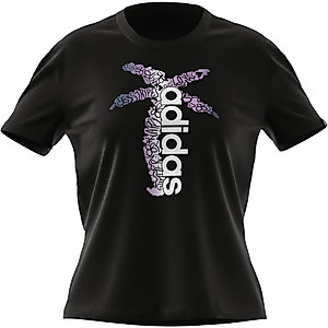 adidas womens PLMTR Graphic Tee Black Medium