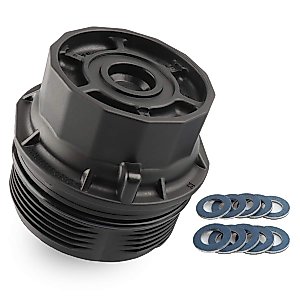 Oil Filter Housing Cap with 10pcs Oil Drain Plug Gaskets 15620-37010, 917-039, 917039 Compatible with Toyota Lexus - 2009-2015 Corolla, 2010-2017 Prius, 2009-2013 Matrix, 2011-2017 CT200h, More