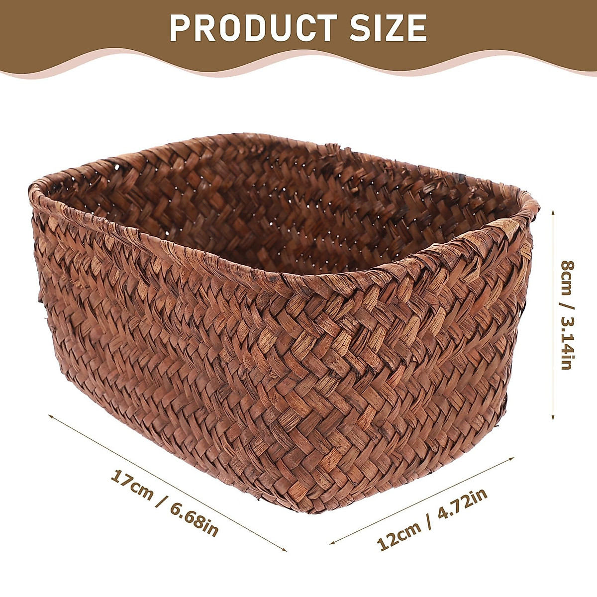 Luxshiny Storage Bins Seagrass Wicker Baskets Basket Hand Woven Storage Bin Rattan Shelf Baskets Key Bowl for Desktop Case Sugar Packet Sundries Holder Random Color M