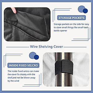 Exokugo Wire Shelf Cover,Heavy Duty 100% Waterproof Shelving Cover for Wire Shelves,Outdoor Storage Standing Shelf Units Covers for Wire Rack,48" W x 24" D x 72" H,Black.