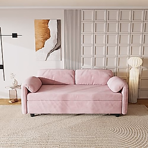 54"W Loveseat Sofa Convertible Sleeper Sofabed ,2 Seater Functional Love Seat Sofa&Couch W/Pull Out Couch Bed, Reclining Backrest and Reversible Pillows Armrests for Office Apartment RV Living Room