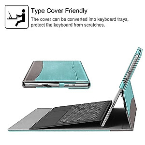 Fintie Case for 12.3 Inch Microsoft Surface Pro 7 Plus, Surface Pro 7, Surface Pro 6, Pro 5, Pro 4, Pro 3 - Portfolio Business Cover with Pocket, Compatible with Type Cover Keyboard, Turquoise
