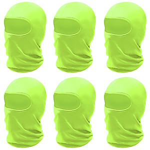 SHEVERCH 6 Pack Neon Green Ski Mask Men Women Windproof Sun Potection Balaclava Full Face Mask Motorcycle Football