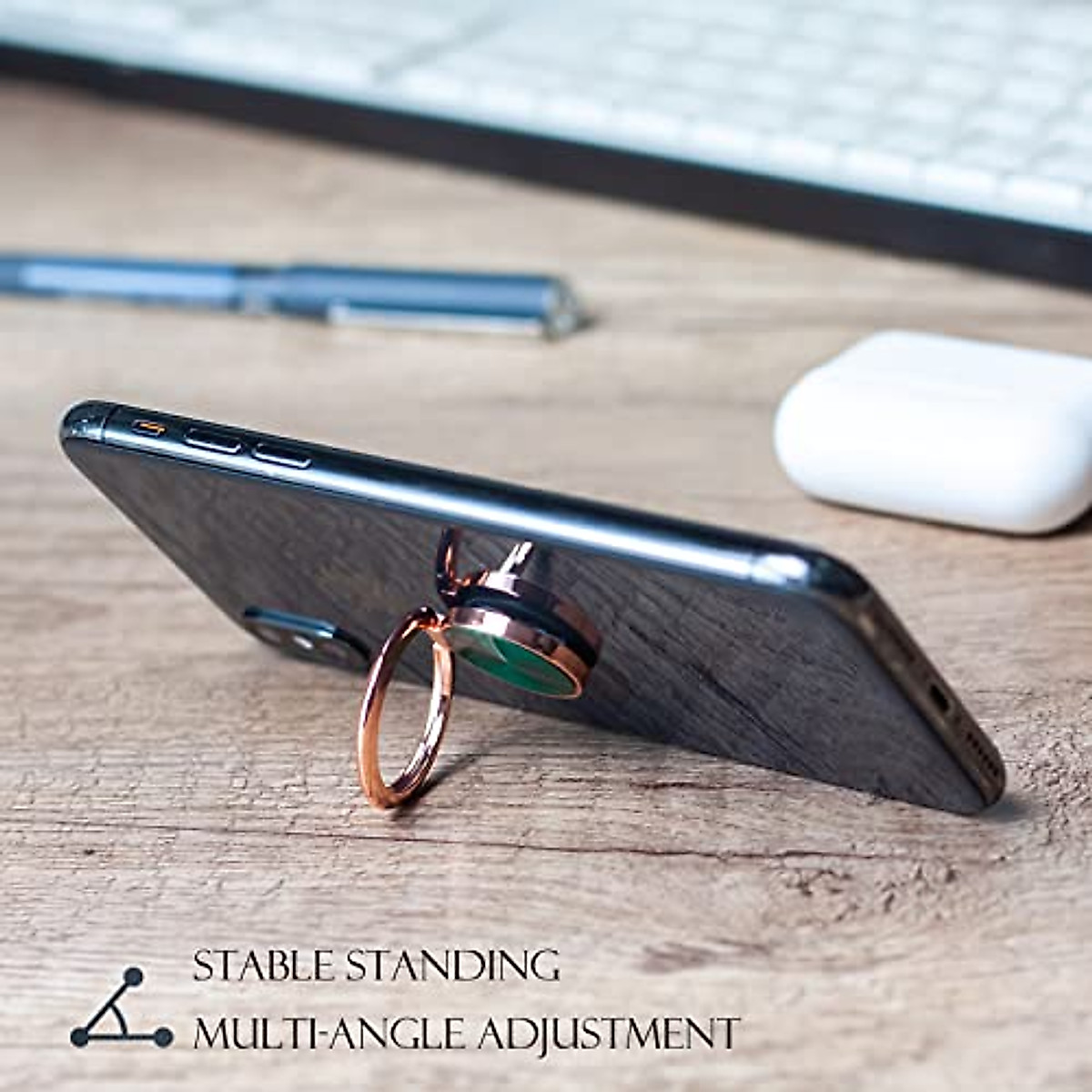 [2 Packs] CD Textures Cell Phone Ring Holder Stand, 360 Degree Rotation Finger Ring Kickstand with Polished Metal Phone Grip for Magnetic Car Mount, Smartphone Accessories