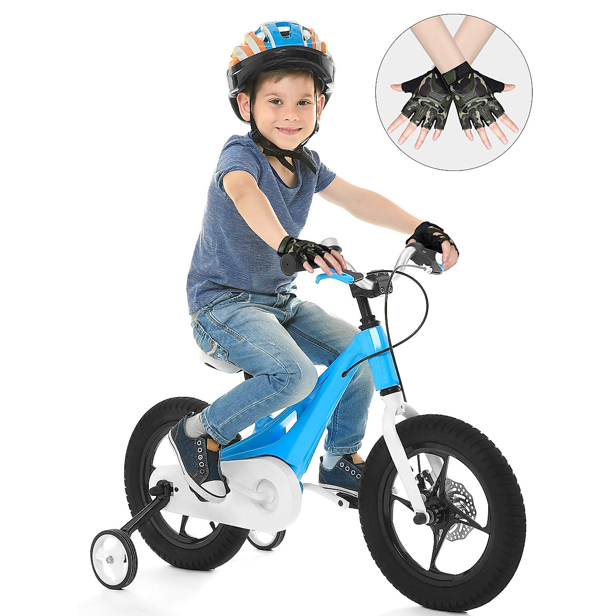SATINIOR 4 Pairs Kids Cycling Gloves Half Finger Bike Gloves Non-Slip Mitten Outdoor Sports Roller Skating Gloves for Boys and Girls