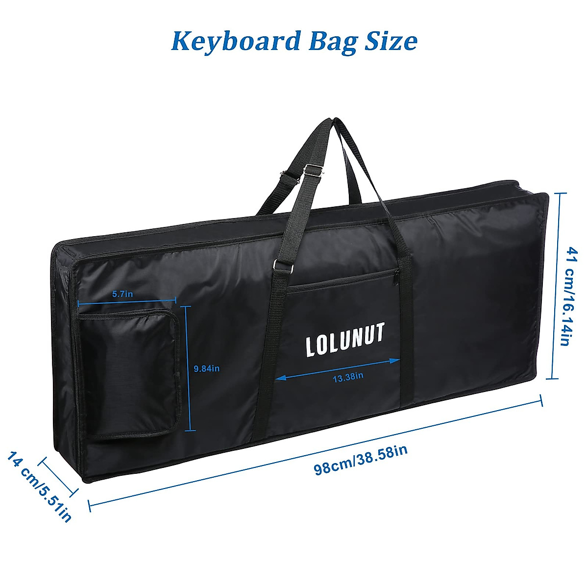 LOLUNUT 61 Key Keyboard Bag Thickened Waterproof Electronic Piano Cover Case for Electronic (Black)