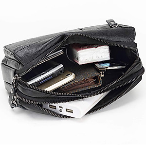 KPYWZER Leather Clutch Purse Wallet Men Wristlet Holder Wrist Bag Pack Business Handbag Black