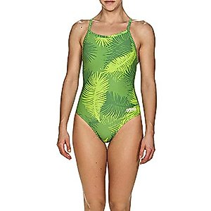 ARENA Womens Palm Forest Challenge Back MaxLife One Piece Swimsuit, Kelly Green, 24 US