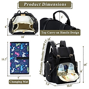 Terzini Bear Diaper Bag Backpack, Multifunction Diaper Bags for Baby with USB Charging Port,Stroller Hook,Changing mat(Black)