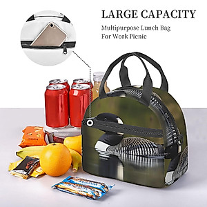 Lunch Bag,Tote Bag For Women & Men Adjustable Shoulder Strap,Leak Proof For Office Work,Picnic,Loon Nature Bird Print
