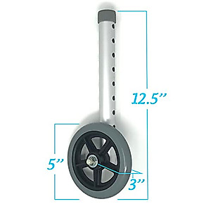 Universal Walker Wheel Kit: 5 Inch Sport Wheels and Flexfit Ski Glides (Gray)
