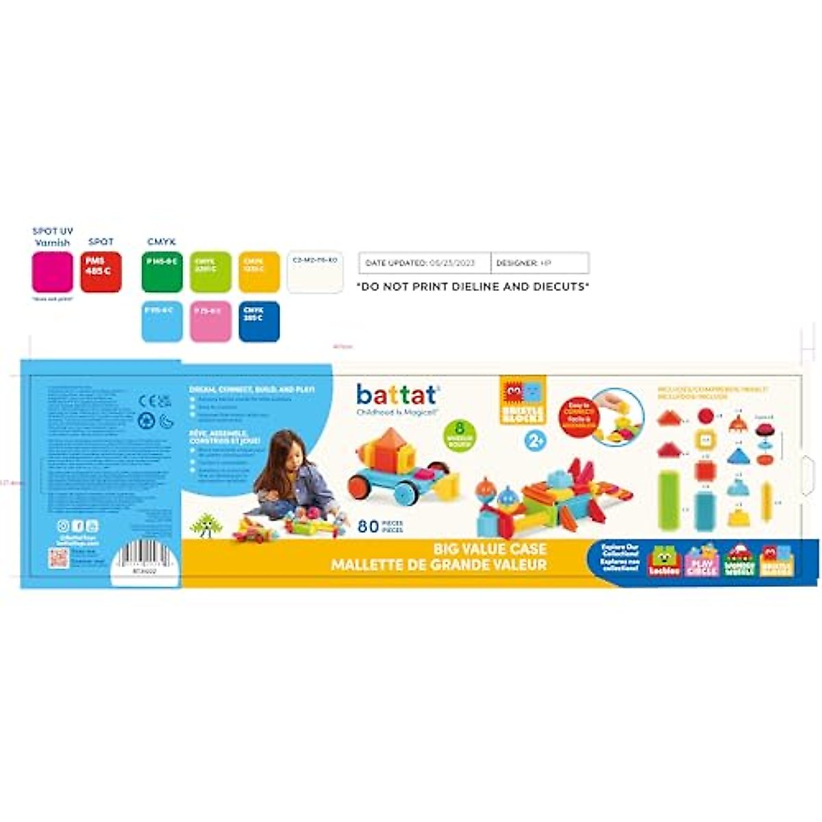 Battat- Bristle Blocks- STEM Interlocking Building Blocks- 80 pc Playset- Reusable Storage Bucket- Developmental Toys for Toddlers & Kids- Big Value Case- 2 Years +