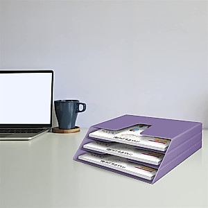 Acrimet Horizontal Triple File Folder Holder Organizer (Purple Color)