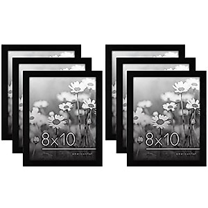 Americanflat 8x10 Picture Frame - 6 Piece Gallery Wall Frame Set in Black - Composite Wood with Polished Plexiglass - Horizontal and Vertical Formats for Wall and Tabletop