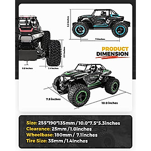 BEZGAR TB142 RC Cars-1:14 Scale Remote Control Car, 2WD High Speed 20 Km/h All Terrains Electric Toy Off Road RC Vehicle Truck Crawler with Two Rechargeable Batteries for Boys Kids and Adults-Green