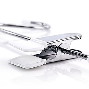 HANGERWORLD 12 Chrome 13.4inch Metal Pants Skirt Adjustable White Non Slip Clip Coat Clothes Garment Hangers with Accessory Hook