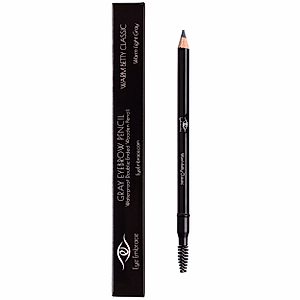 Eye Embrace Warm Betty Classic: Light Gray Wooden Eyebrow Pencil – Waterproof, Double-Ended Pencil with Sharpener & Spoolie Brush, Cruelty-Free