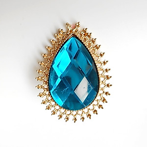 RareLove Vintage Blue Rhinestone Alloy Metal Teardrop Brooch For Women