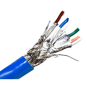 MICRO CONNECTORS 250 Feet Cat7 Bulk Ethernet 23AWG Cable Solid & Shielded (S/FTP) CMR Riser (Blue) (TR4-580SRBL-250)