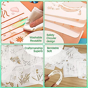 Stencils for Painting, 60pcs 3 Inch Reusable Samll Stencils for Crafts on Fabric Wood Wall Rock and Other Home Decor, Flower Stencils & Other Plant Stencils, Butterfly Stencils
