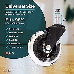 AlwaysLux, The Original Office Chair Caster Wheel (Set of 5) Safe For All Floors Including Hardwood - Perfect Replacement For Desk Floor Mat, Universal Fit