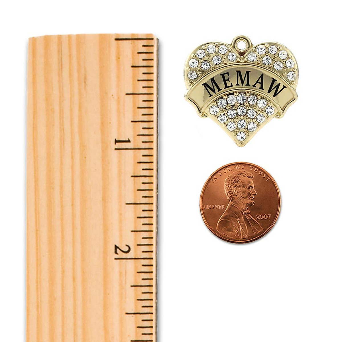 Inspired Silver - Memaw Braided Bracelet for Women - Gold Pave Heart Charm Bracelet with Cubic Zirconia Jewelry