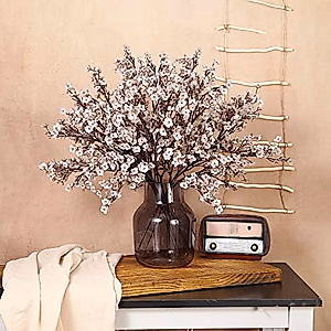 Momkids 6pcs Babys Breath Fabric Cloth Artificial Flowers Fake Gypsophila Bouquet Faux Silk Floral for Bulk Real Touch Fall Flower Arrangements Kitchen Wedding Home Decor (Grey)