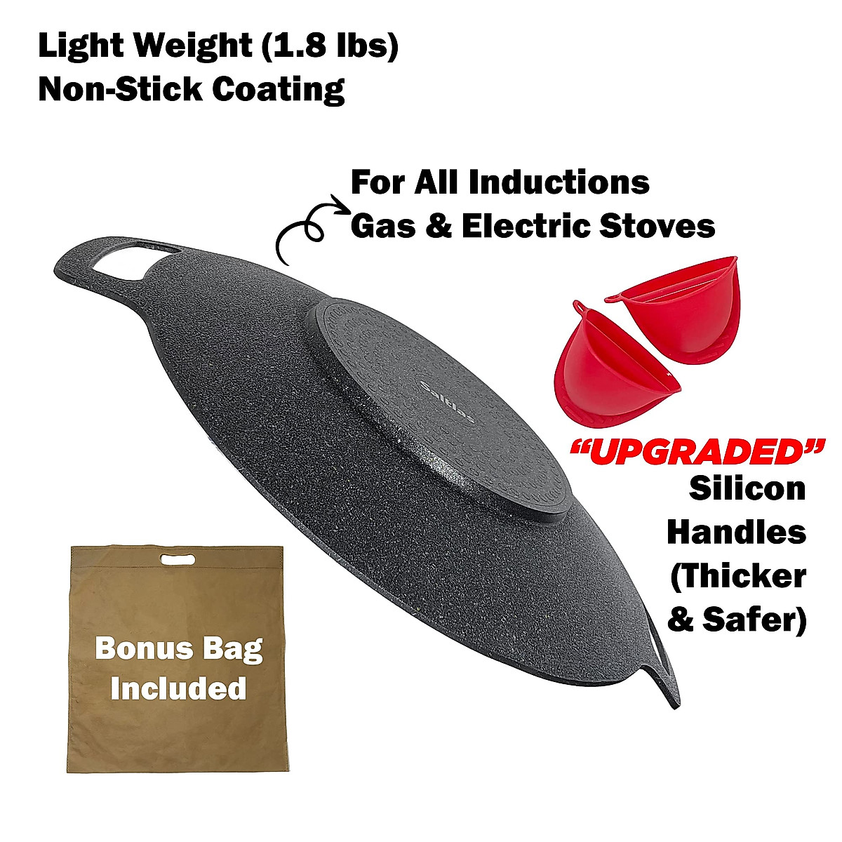 Saltlas Korean style BBQ Grill Pan for Stove Top, Camping Stove and IH Stove, 13"- Round Griddle with 6 Layers, Non-stick Coating frying Pan