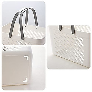 Bath Basket with Handle Tote Storage Organization Hollow Draining Container for Home Bathroom Shampoo Lotion Holder Bath Basket