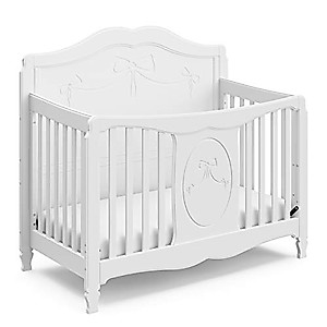 Storkcraft Princess 5-in-1 Convertible Crib (White) – GREENGUARD Gold Certified, Converts to Toddler Bed and Full-Size Bed, Classic Baby Crib for Girls Nursery, Fits Standard Full-Size Crib Mattress