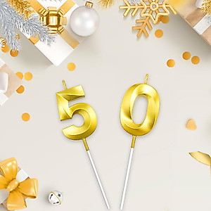 50th Birthday Candles Happy 50th Birthday Cake Topper 50th Birthday Decorations for Women Gold Number Candles Birthday Candles Numbers Velas De Cumpleaños 50th Birthday Decorations Men Gold Candles