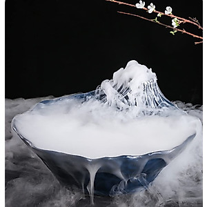 High End Sashimi Plate, 15.4 inch Japanese Style Fuji Mountain Style Dry Ice Creative Tableware High End Hotel Hotpot Restaurant Seafood Platter Salmon Sushi Plate