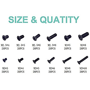 QTEATAK 240Pcs Laptop Notebook Computer Replacement Screws Kit for Laptop Computer SSD Hard Disk SATA