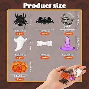 BOARDFEB Halloween Acrylic Vase Filler, 240pcs Acrylic Pumpkin Ghost Bat Skull Head Witch Hats Gems Sensory Bin Table Scatter Vase Filler for Autumn DIY Crafts Home Centerpieces Table Decorations