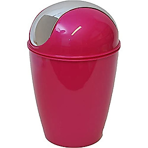 Evideco French Home Goods Pink Round Floor Trash Can Waste Basket 4.5-liters-1.2-gal